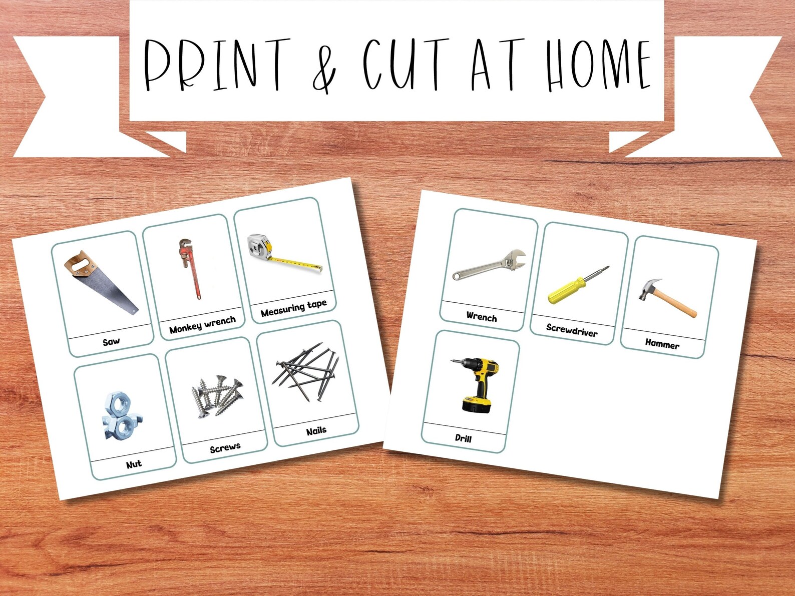 Tool Flashcards Tool Matching Activity Toddler Activity Montessori ...