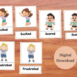 Feelings Flash Cards Emotion Printables Calm Corner Activity Three Part ...
