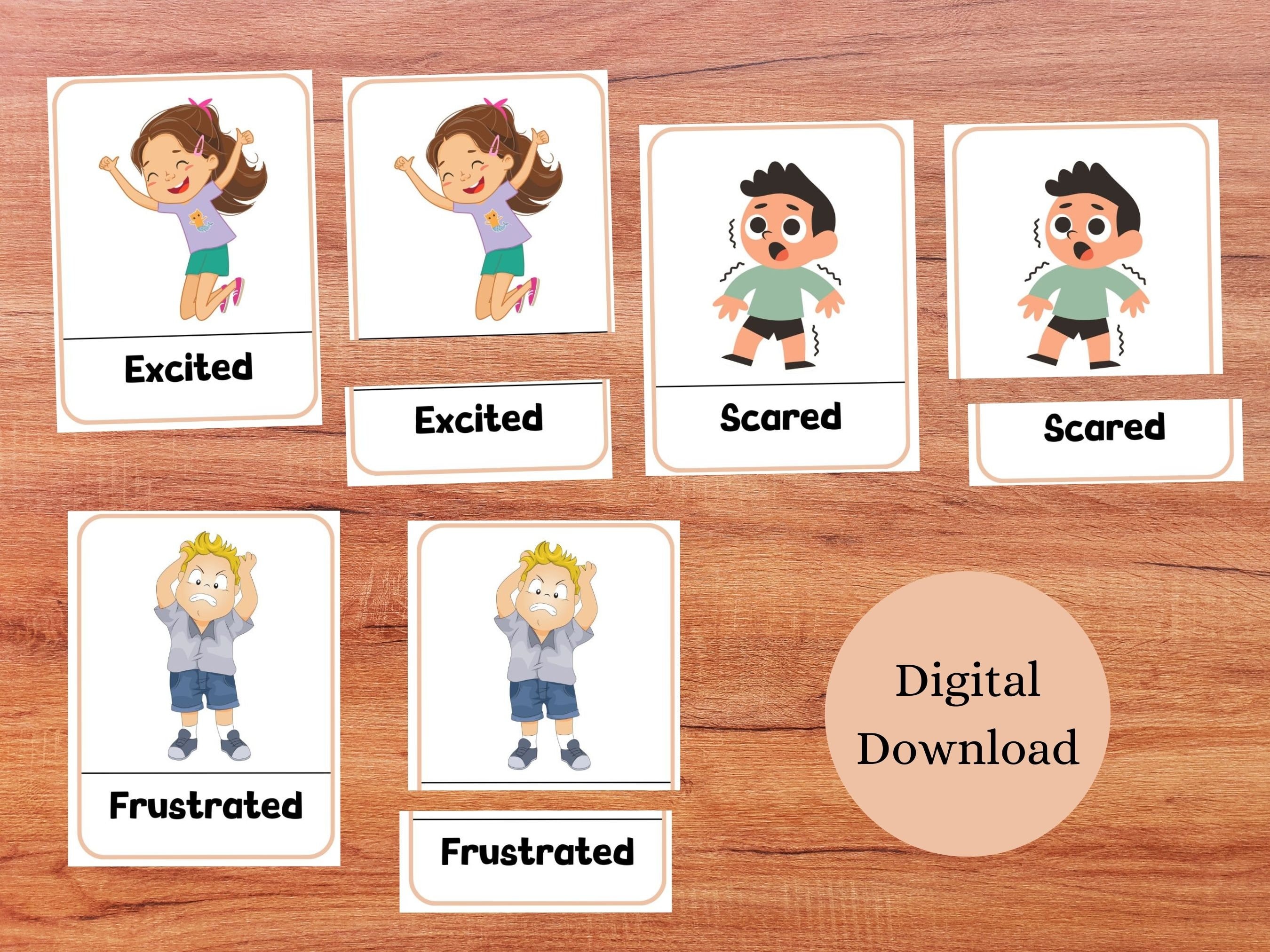 Feelings Flash Cards Emotion Printables Calm Corner Activity Three Part ...