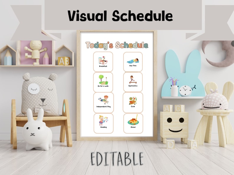 Toddler Schedule Template Editable Schedule for Kids Visual Schedule ...