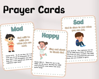 Prayer Cards for Kids Feelings Flash Cards Sunday School Homeschool ...