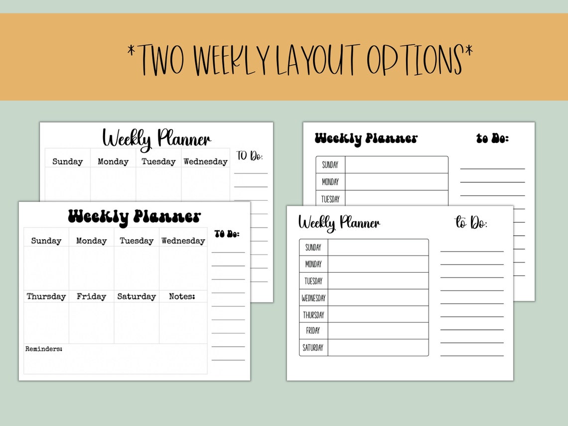 Planner Bundle Daily Planner Printable Weekly Planner Digital Weekly ...