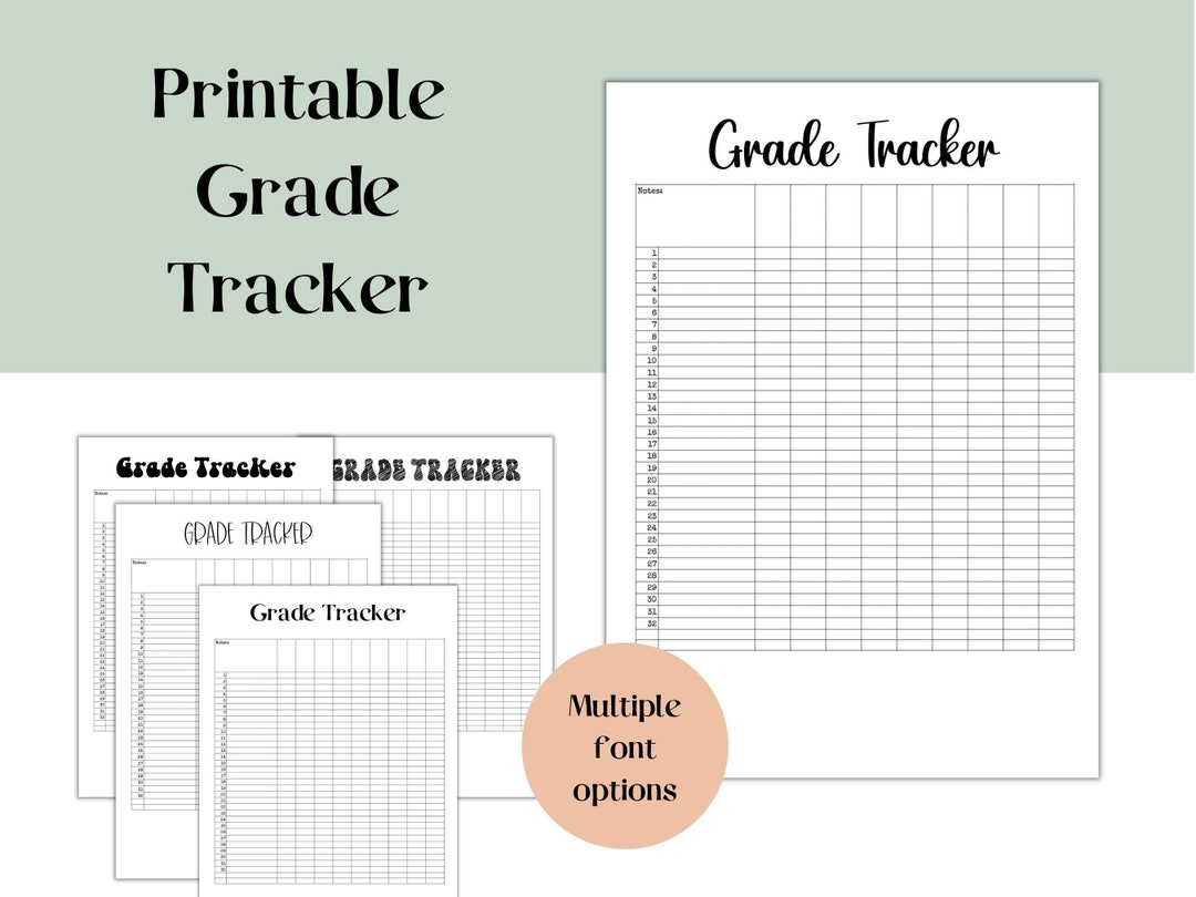 Printable Grade Tracker Homeschool Gradebook Grade Tracker Printable ...