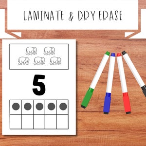 Counting Flashcards Montessori Flashcards Ten Frame Cards Toddler ...