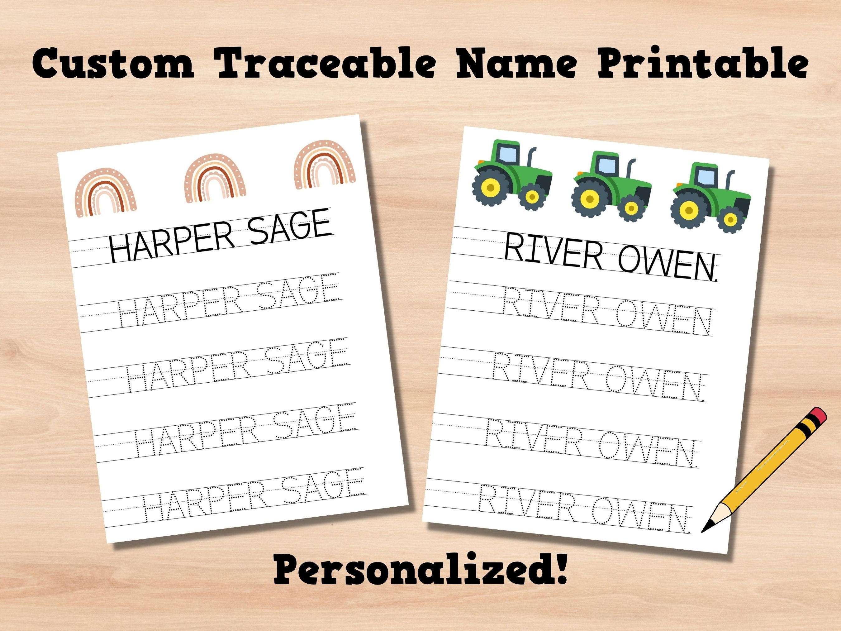 Custom Traceable Printable Personalized Name Traceing Practice ...