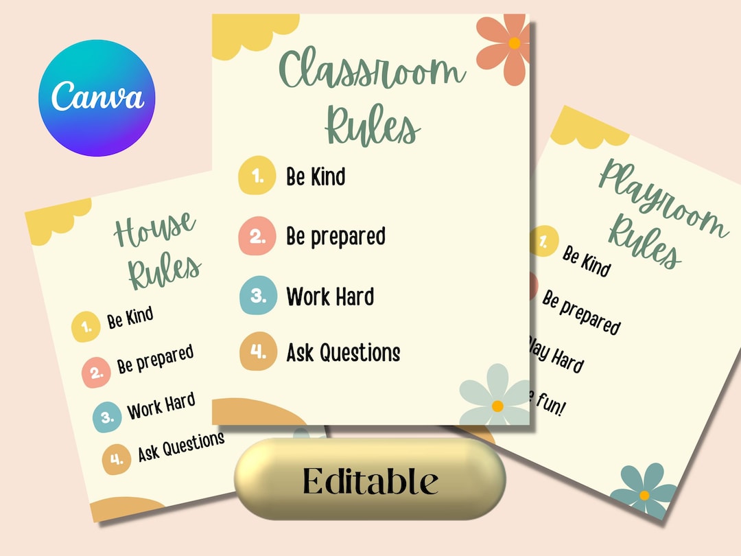 Canva Template Classroom Rules House Rules Printable Download Editable ...