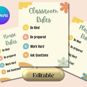 Canva Template Classroom Rules House Rules Printable Download Editable ...