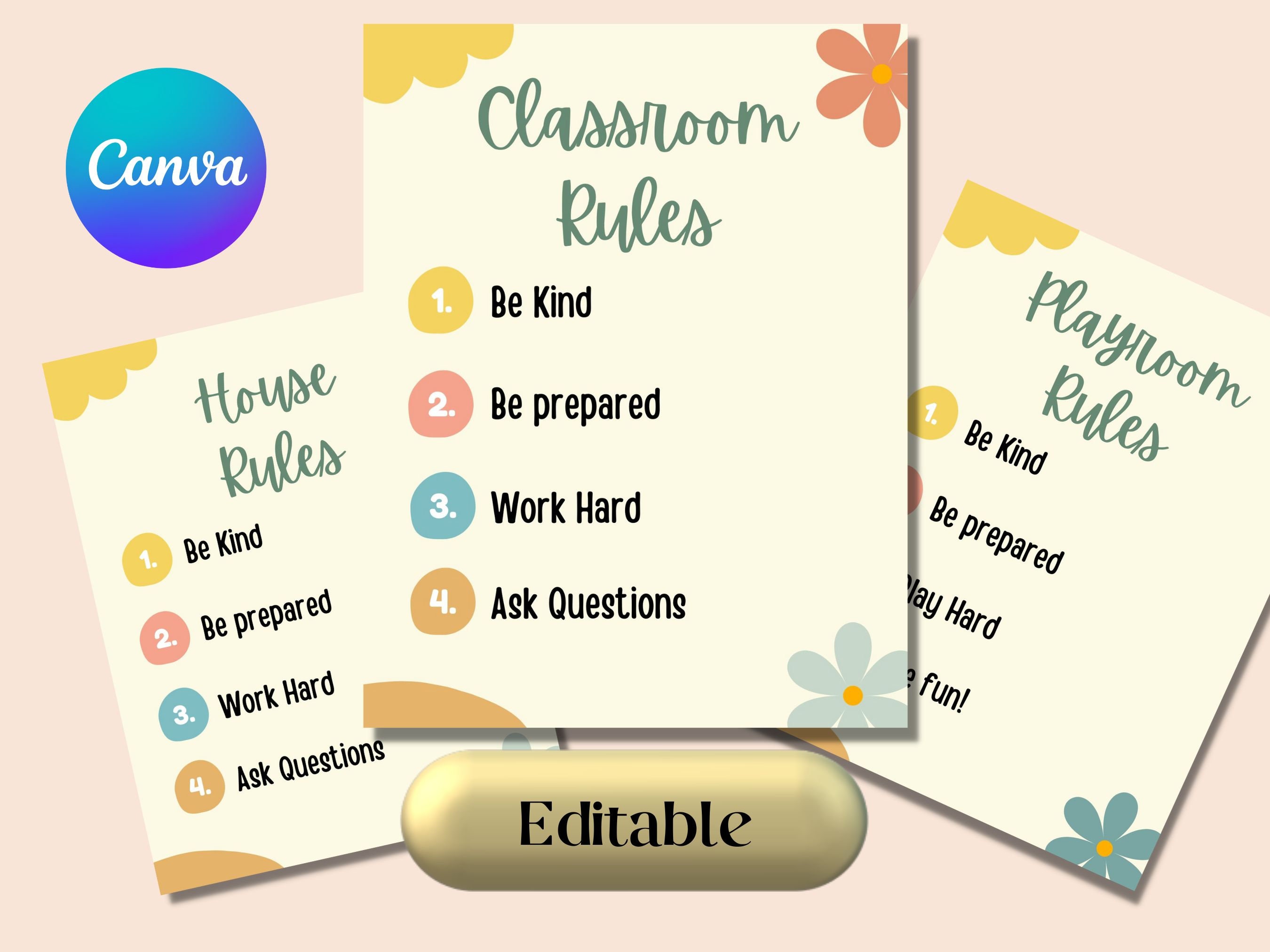 Canva Template Classroom Rules House Rules Printable Download Editable ...