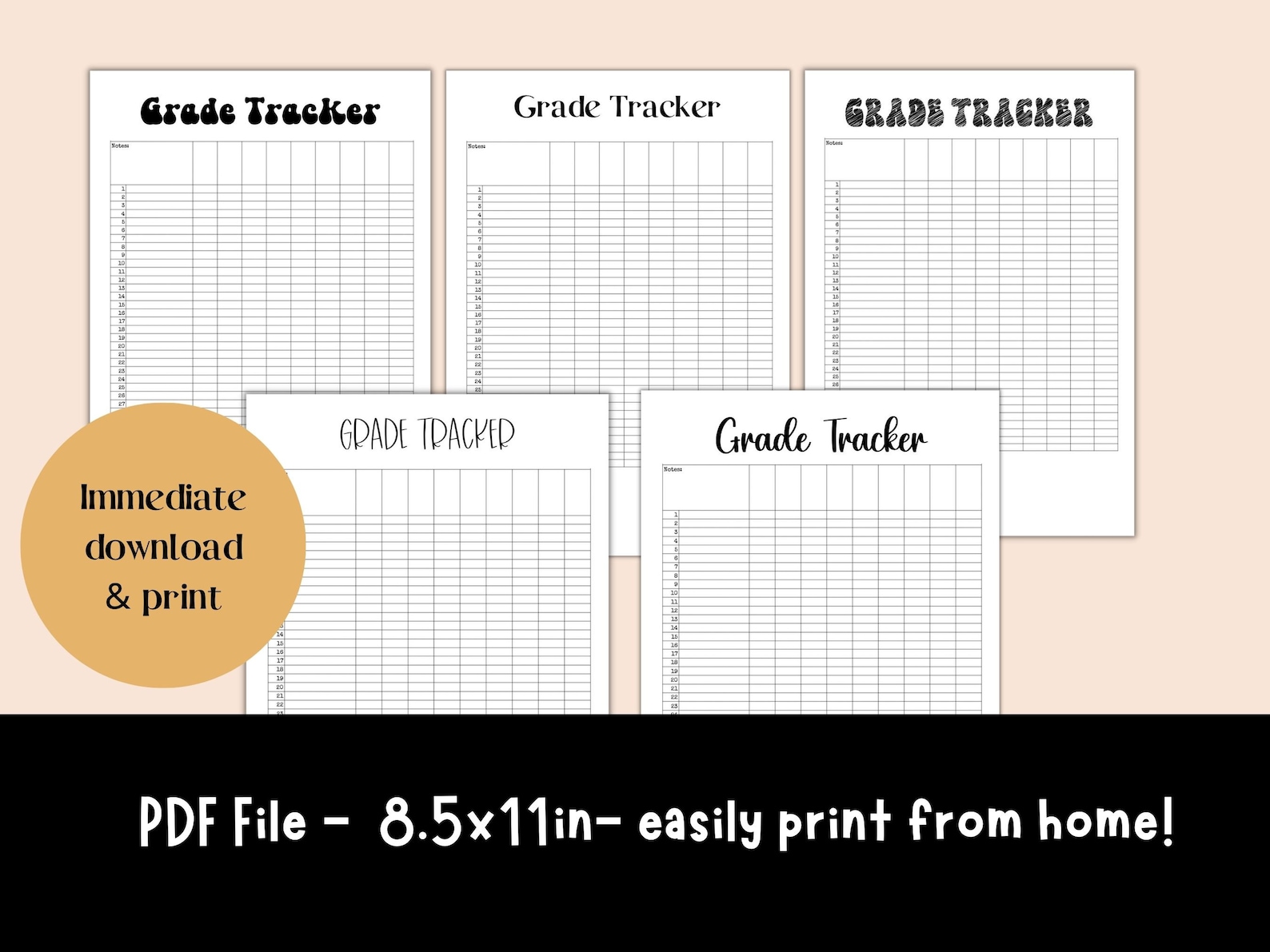 Printable Grade Tracker Homeschool Gradebook Grade Tracker Printable ...