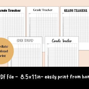 Printable Grade Tracker Homeschool Gradebook Grade Tracker Printable ...