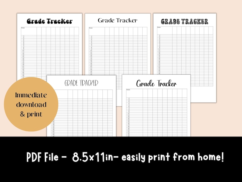 Printable Grade Tracker Homeschool Gradebook Grade Tracker Printable ...