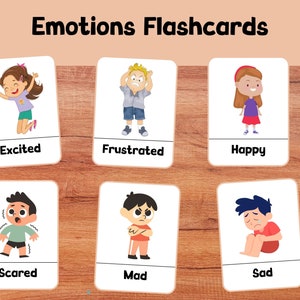 Feelings Flash Cards Emotion Printables Calm Corner Activity Three Part ...