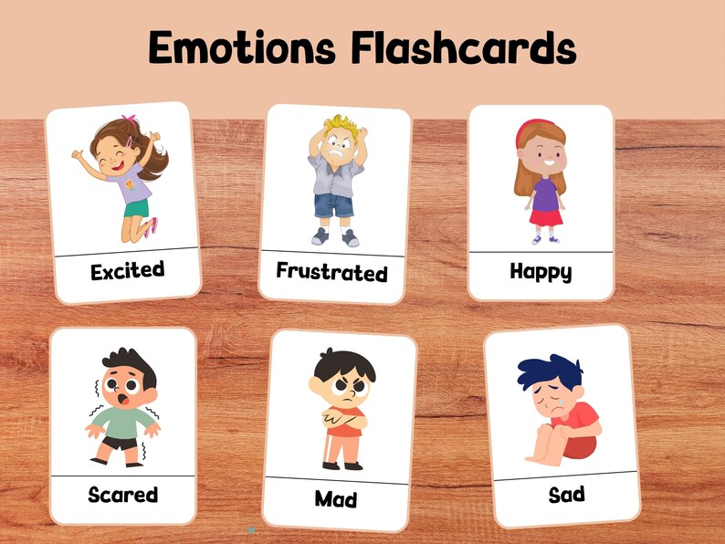 Feelings Flash Cards Emotion Printables Calm Corner Activity Three Part ...