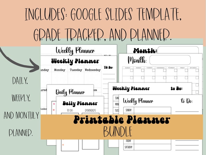 Teacher Template Bundle Teacher Planner Grade Tracker Editable Slides ...