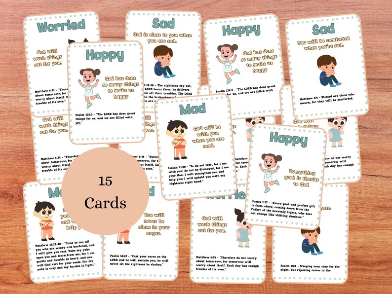 Prayer Cards for Kids Feelings Flash Cards Sunday School Homeschool ...