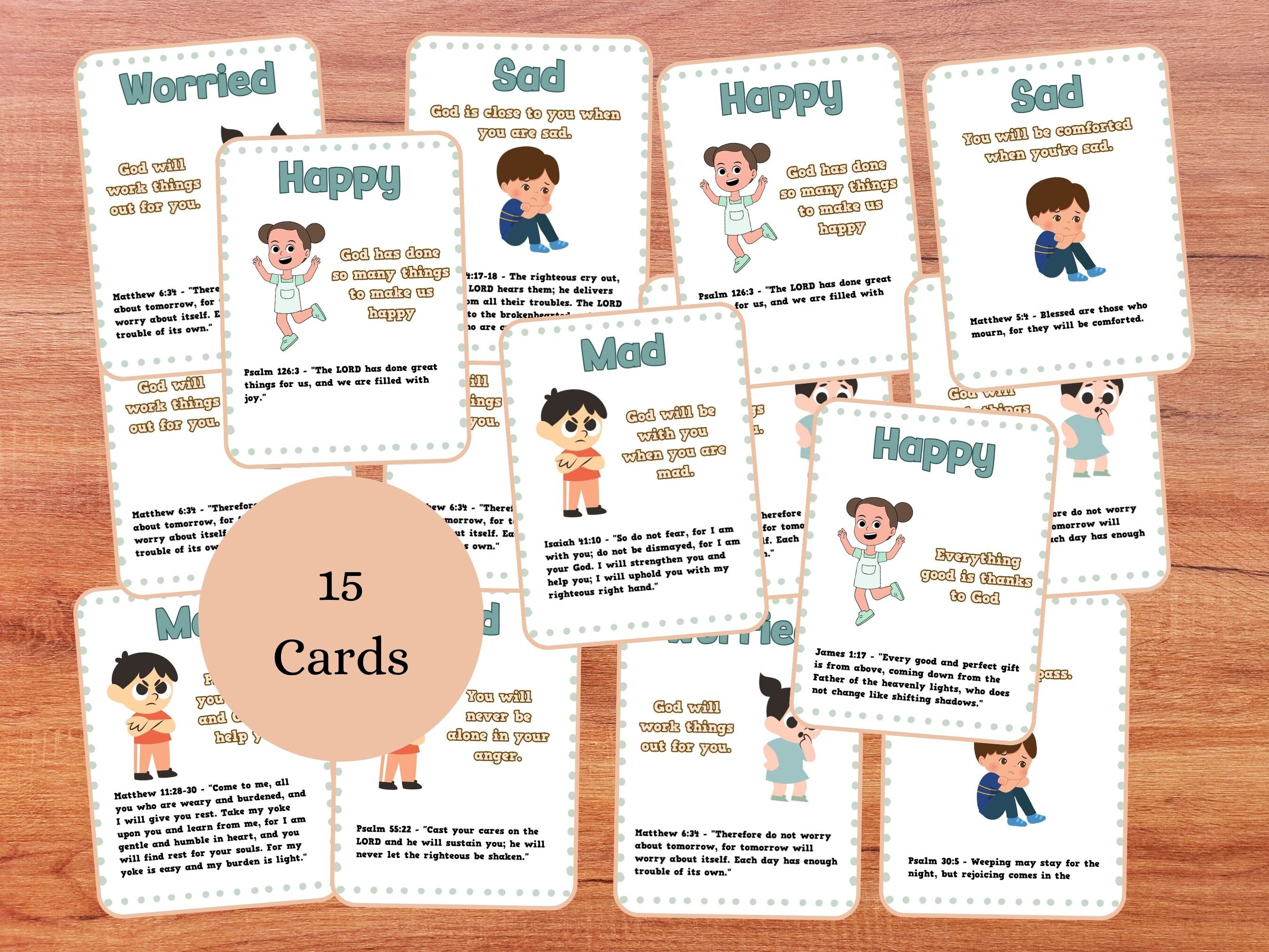 Prayer Cards for Kids Feelings Flash Cards Sunday School Homeschool ...