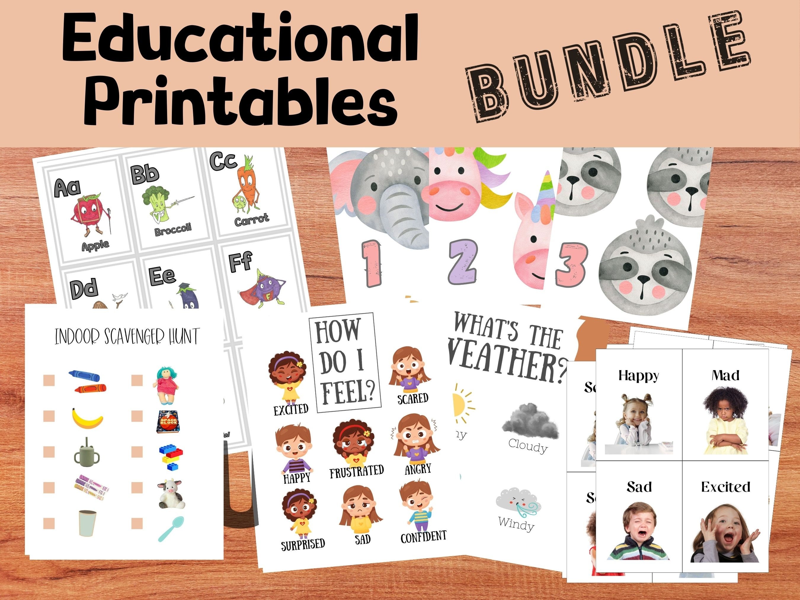 Educational Printables Bundle Printables for Toddlers Alphabet ...