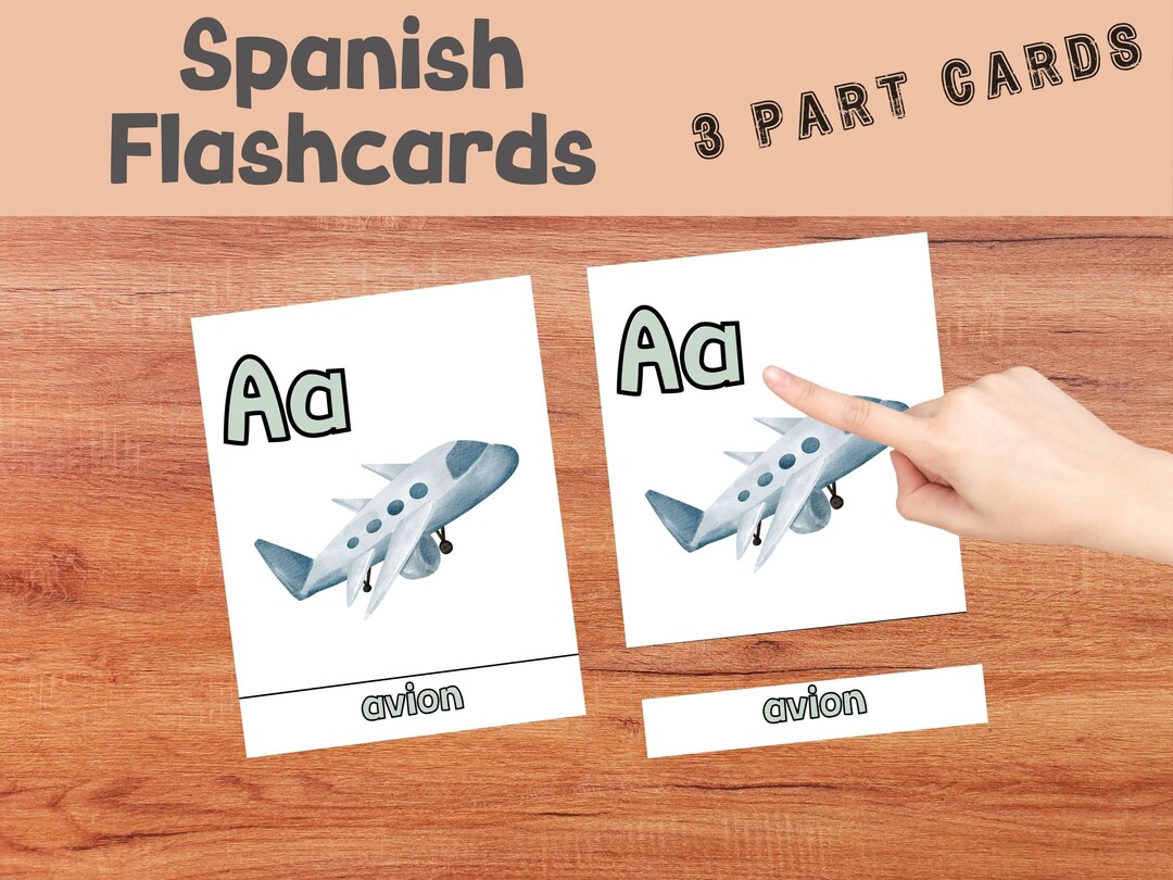 Spanish Flashcards 3 Part Cards Montessori Cards in Spanish Toddler ...