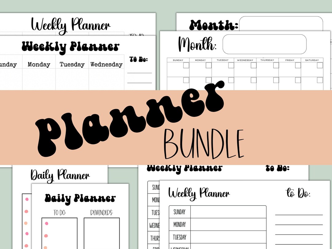 Planner Bundle Daily Planner Printable Weekly Planner Digital Weekly ...