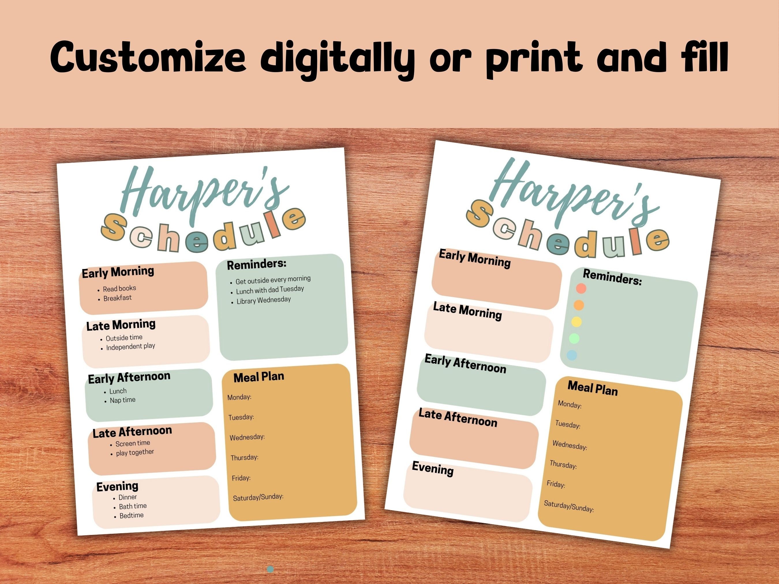 Editable Baby Toddler Schedule Canva Template Personalized Schedule ...