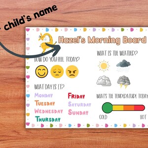 Personalized Morning Board Weather Chart Feeling Poster Preschool ...