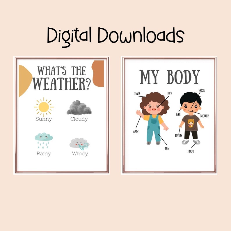 Educational Posters Bundle Printable Weather Chart Toddler Education ...