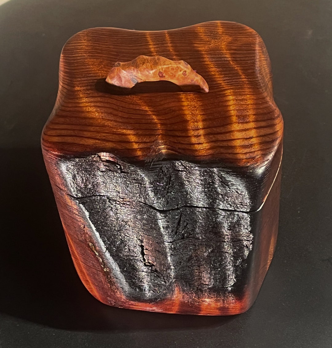 Curly Redwood Box With Maple Burl Handle - Etsy