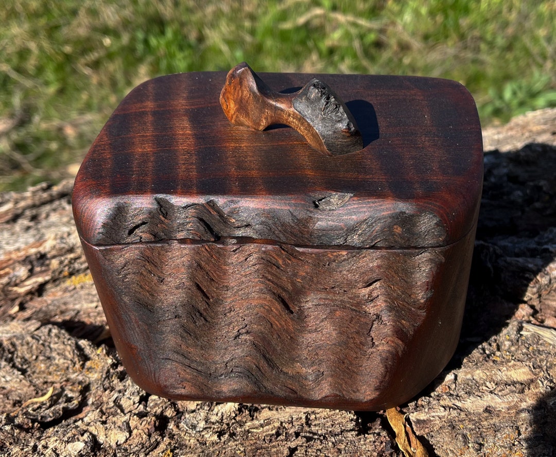 Curly Redwood Box With Carved Maple Handle - Etsy