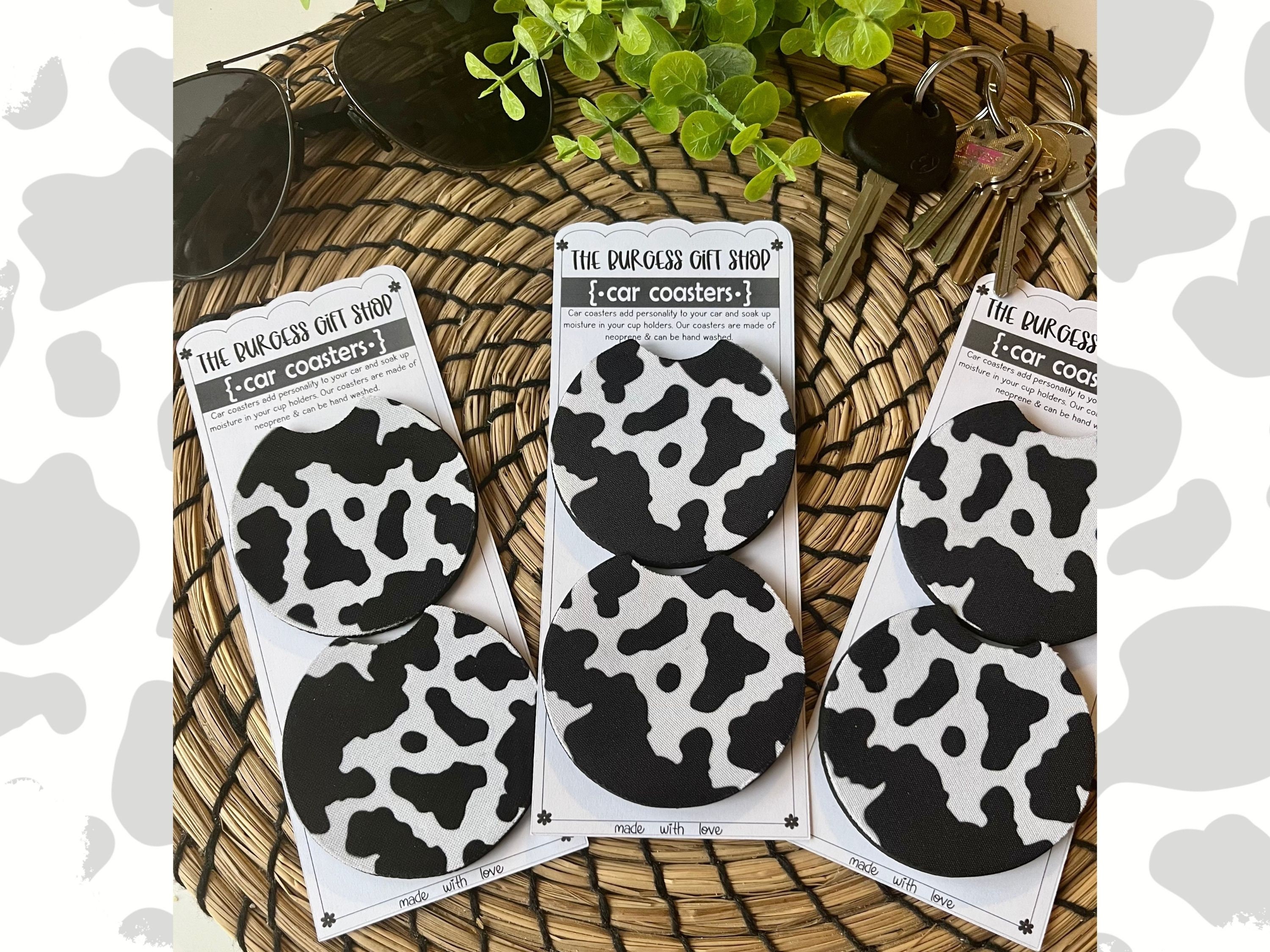 Cow Print Car Coasters | Cow Car Accessories | Cute Car Decor | New Car ...
