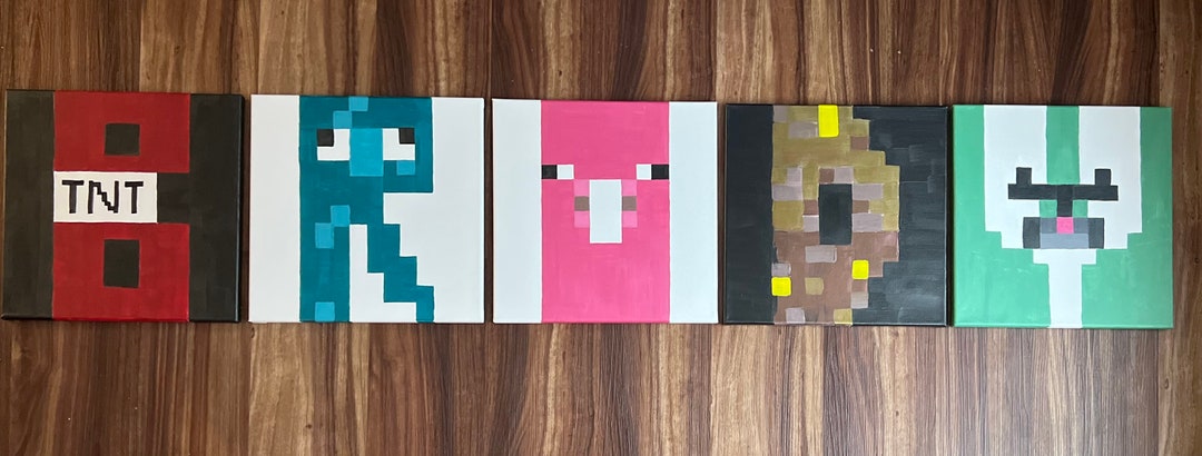 Minecraft - Hand Painted Canvas - Minecraft Names/letters - Etsy