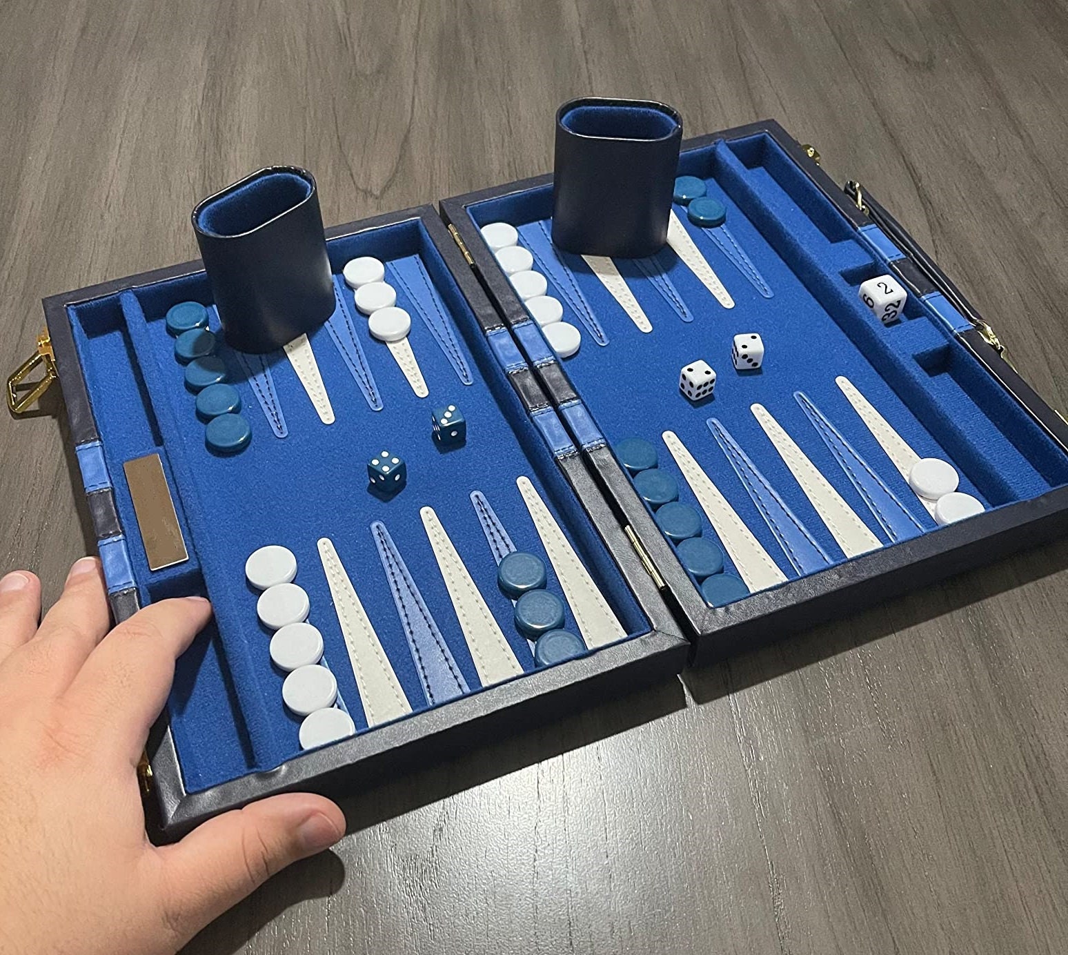 Small Blue Backgammon Set Travel Size Board Game Case for - Etsy UK