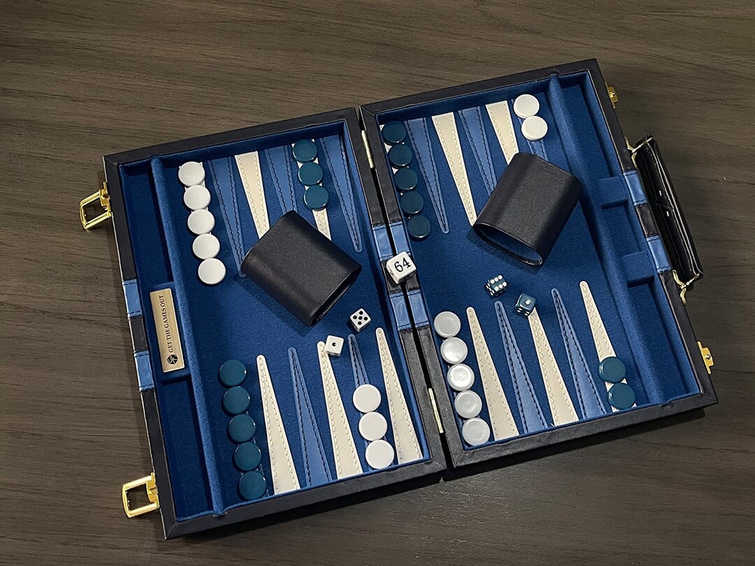 Small Blue Backgammon Set Travel Size Board Game Case for - Etsy UK