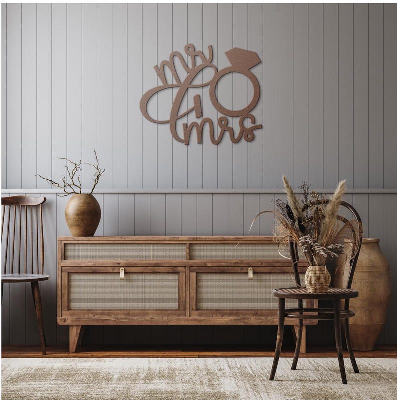 Mr. and Mrs. Metal Wall Sign, Wall Sign, Couple Wall Art, Husband and ...