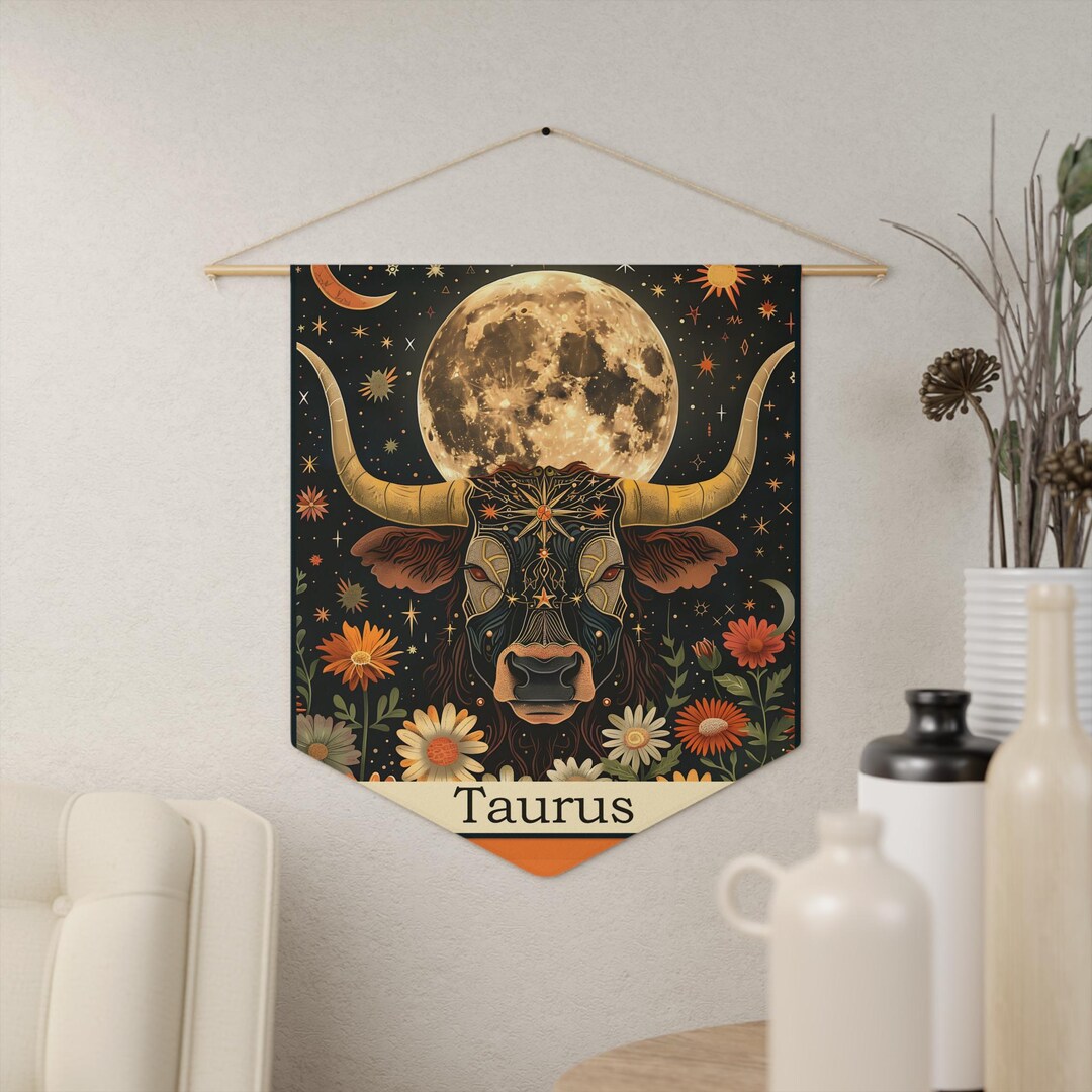 Taurus Pennant, Taurus Zodiac Sign Astrology Inspired Wall Banner ...
