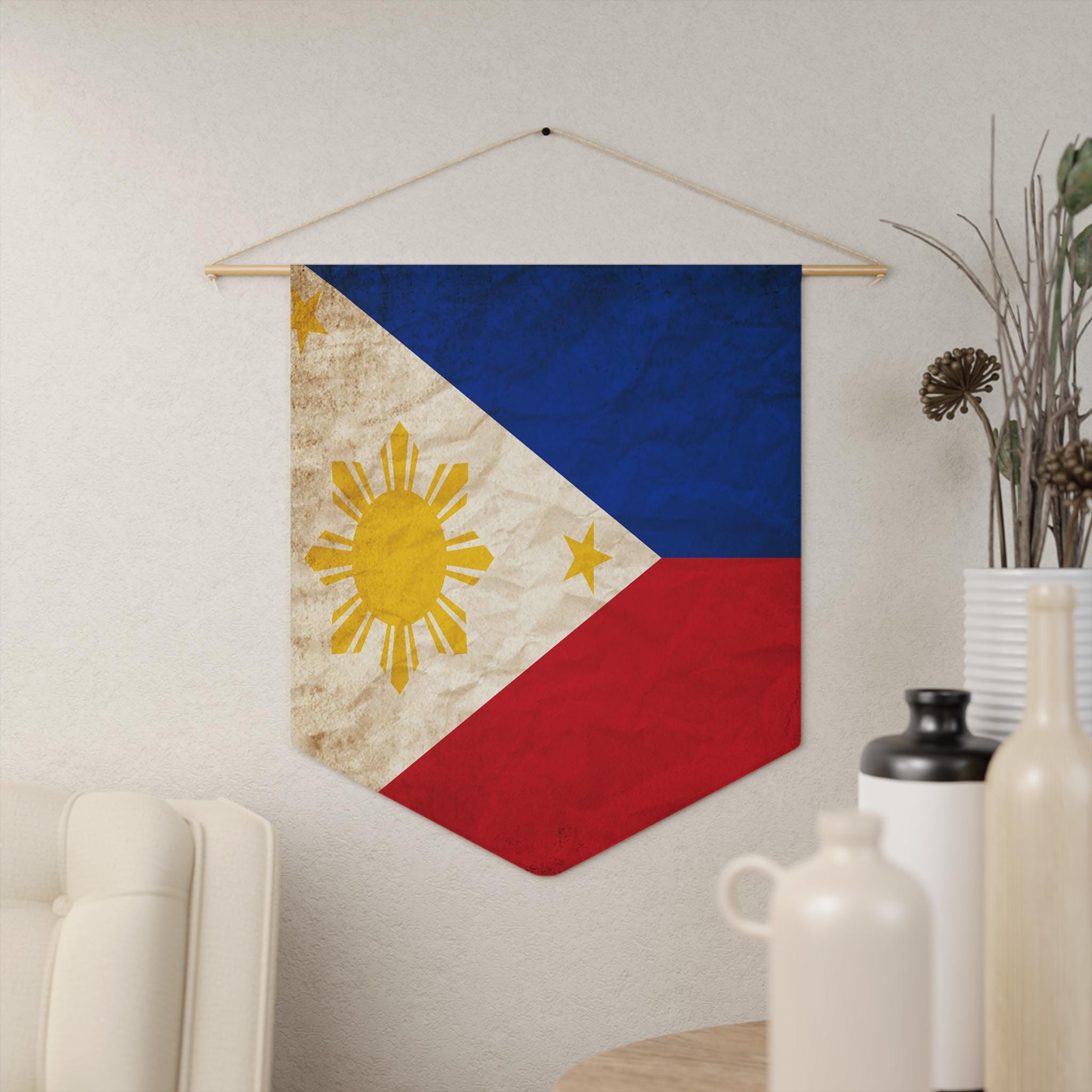 Philippine Flag Pennant, Stylish Wall Decor, Home Decor for Filipinos ...