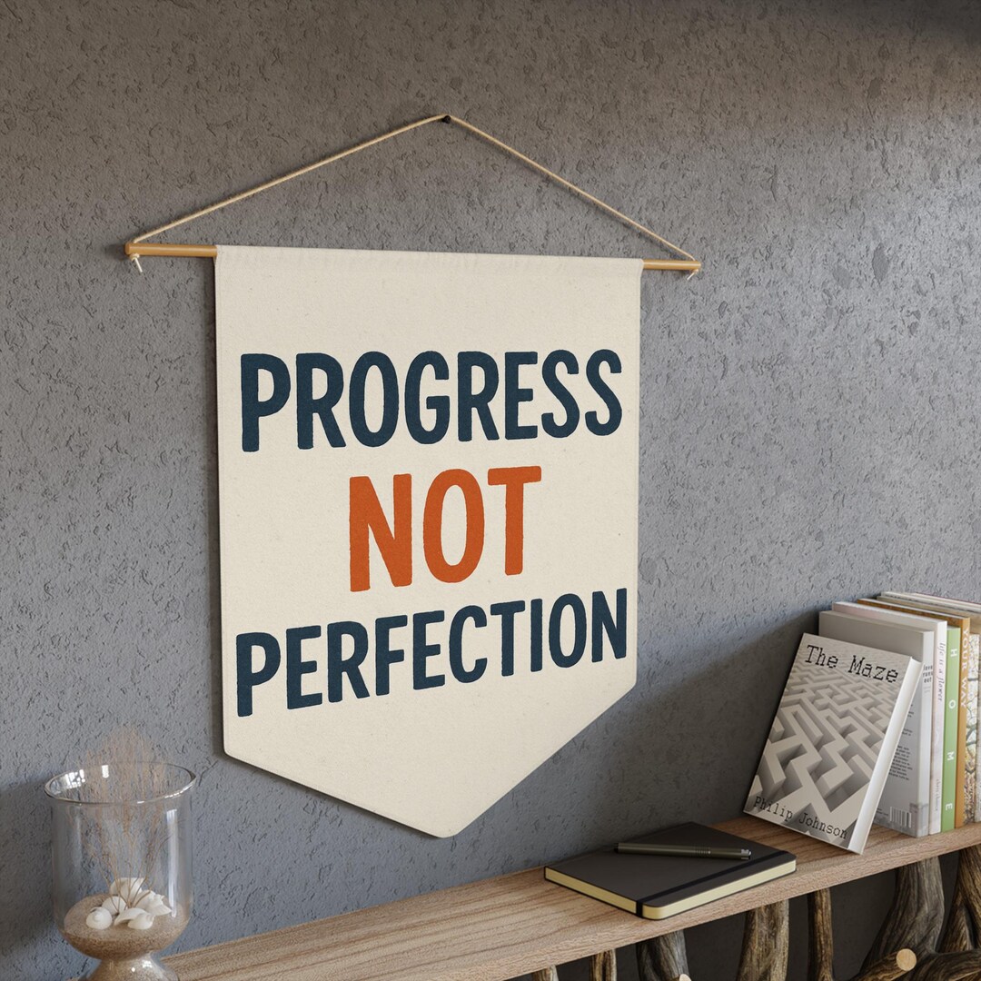 Motivational Pennant for Home Decor, Progress Not Perfection Wall ...