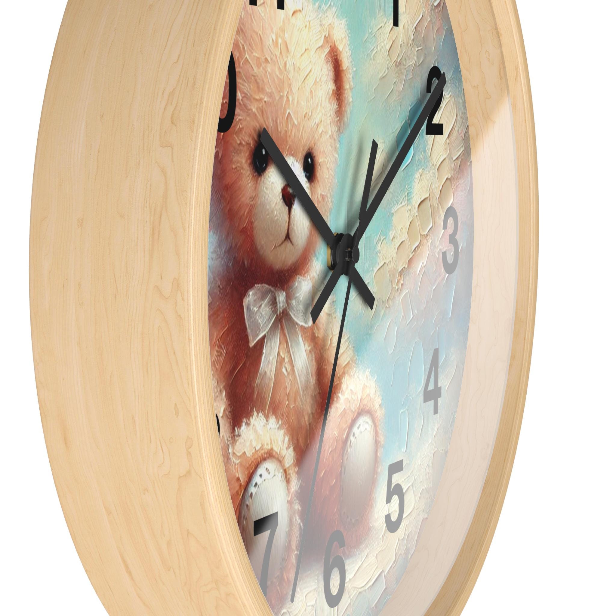 Teddy Bear Wall Clock, Kids Room Decor, Nursery Wall Art, Clouds ...