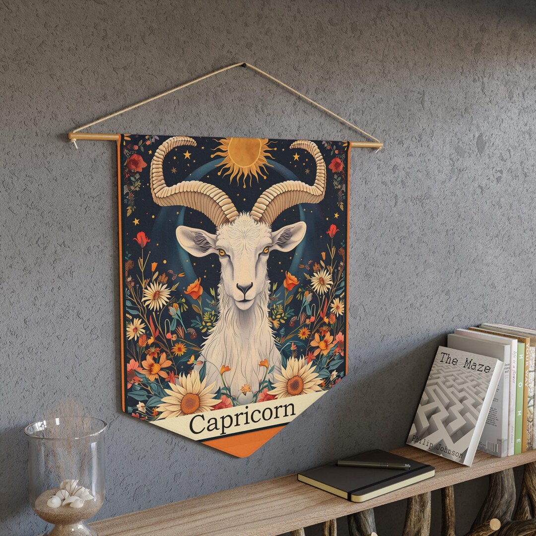 Capricorn Pennant, Zodiac Sign Wall Art Decor, Astrology Banner Gift ...