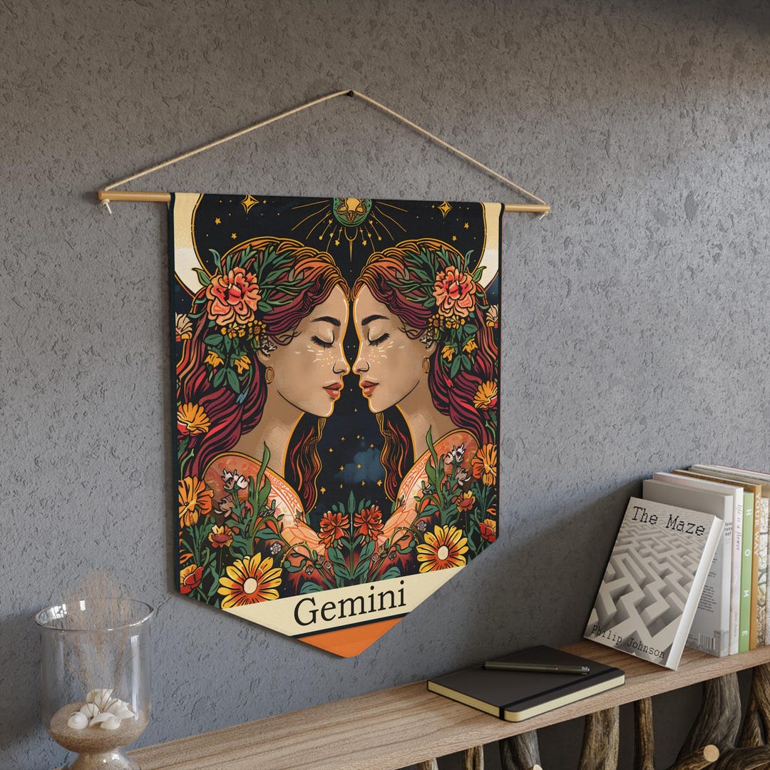Gemini Pennant Flag, Zodiac Banner for Home Decor, Astrology Wall Art ...