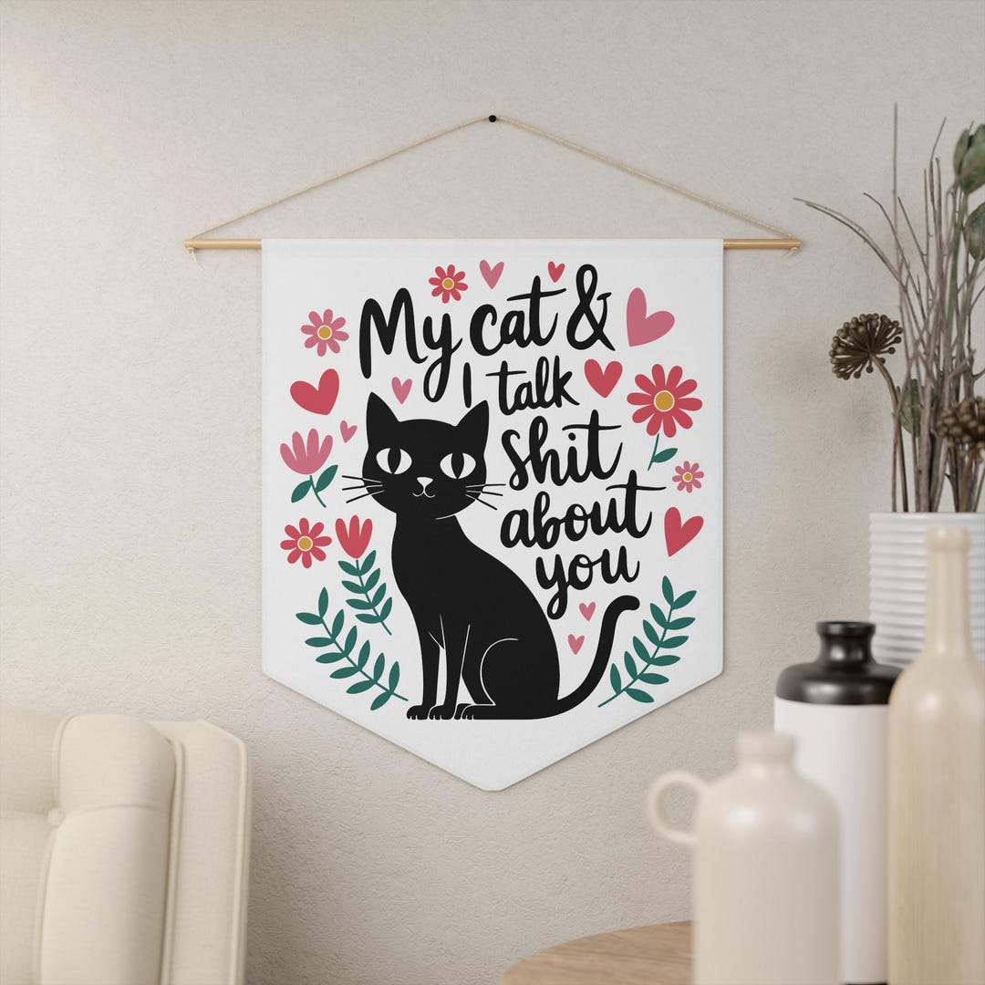 Cat Wall Decor Pennant | Funny Cat Banner for Pet Lovers, Home Decor ...