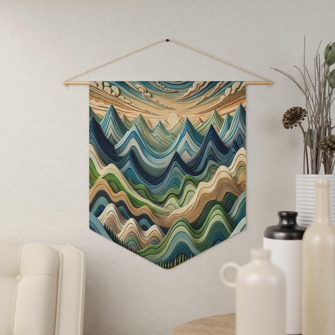 Mountain Pennant, Nature Flag Banner, Wall Art, Wall Decor, Outdoor ...