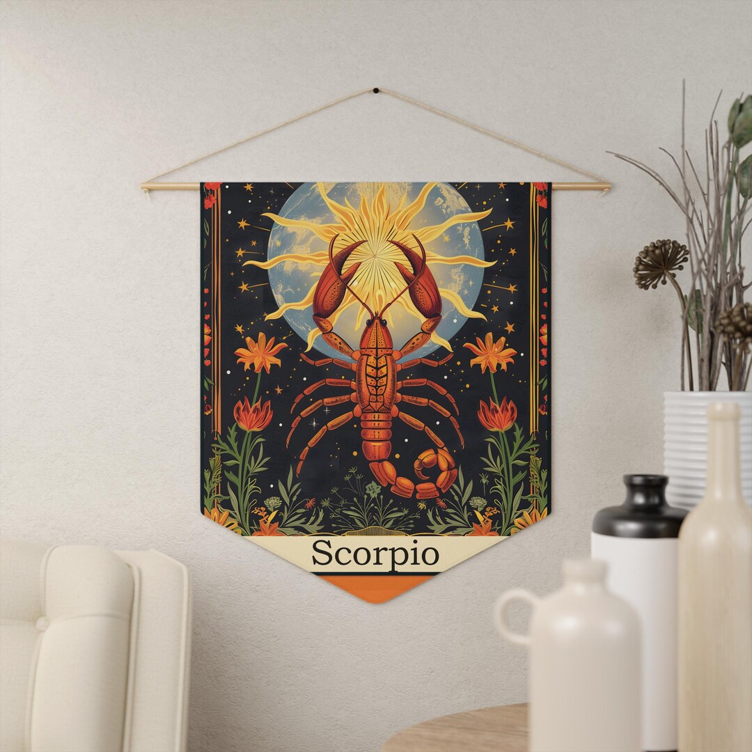 Scorpio Pennant, Zodiac Wall Decor, Astrology Banner, Celestial Home ...