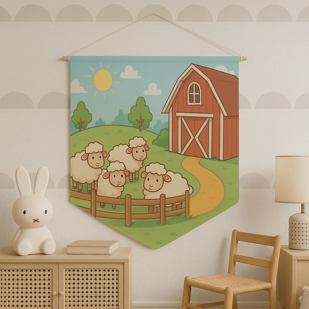 Farmhouse Animal Pennant Banner, Cute Sheep Wall Decor, Children's Room ...