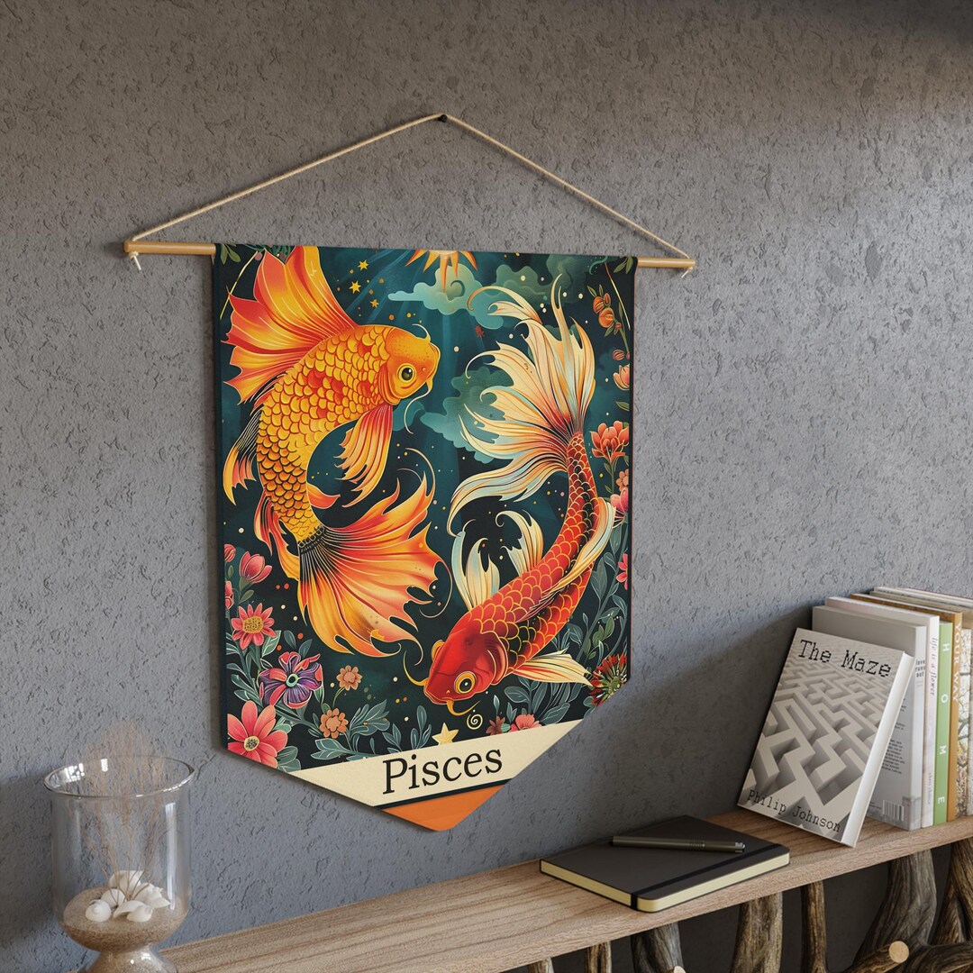Pisces Pennant, Astrology Banner, Zodiac Wall Decor, Horoscope Flag ...