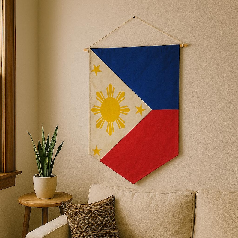 Philippine Flag Pennant, Stylish Wall Decor, Home Decor for Filipinos ...