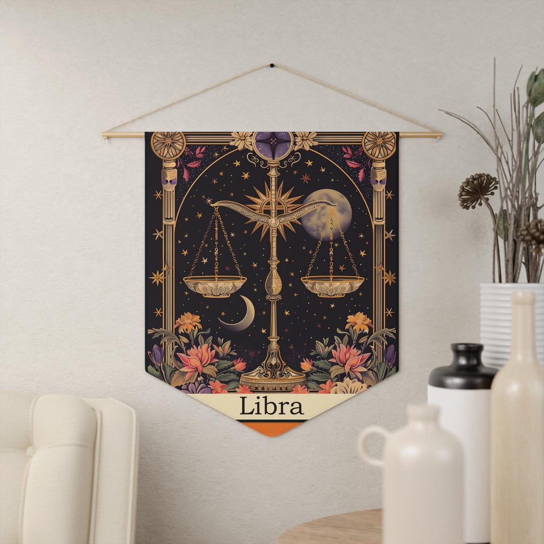 Zodiac Pennant, Astrology Flag, Horoscope Banner, Libra Wall Decor ...