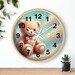Teddy Bear Wall Clock, Kids Room Decor, Nursery Wall Art, Clouds ...