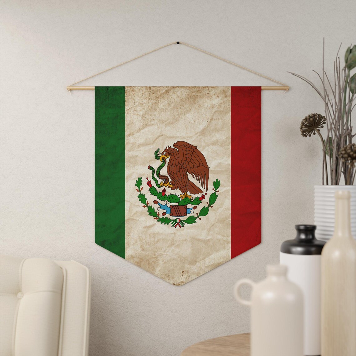 Mexican Flag Pennant, Rustic Wall Decor, Heritage Pride Banner, Fiesta ...