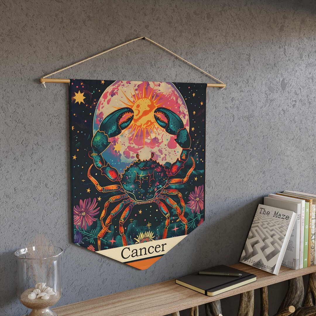Cancer Pennant, Zodiac Sign Banner, Astrology Wall Decor, Horoscope ...