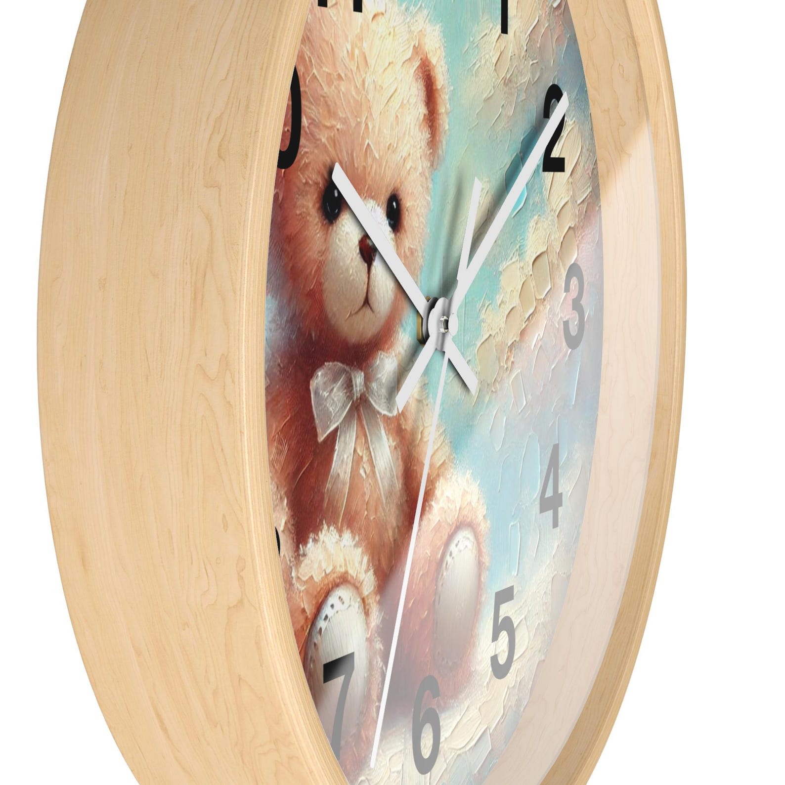 Teddy Bear Wall Clock, Kids Room Decor, Nursery Wall Art, Clouds ...